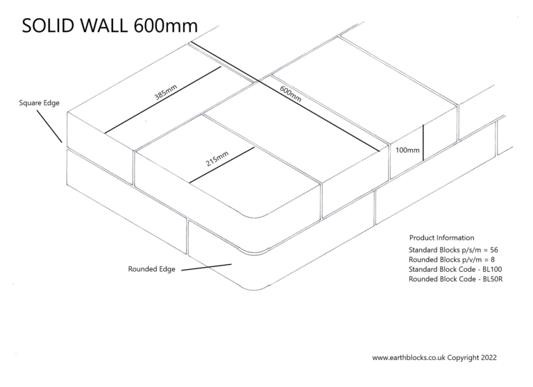 Bonding Techniques (600mm solid walling) - Earth Blocks UK